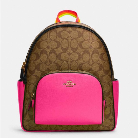 Coach | Bags | Coach Court Backpack In Colorblock Signature Canvas ...